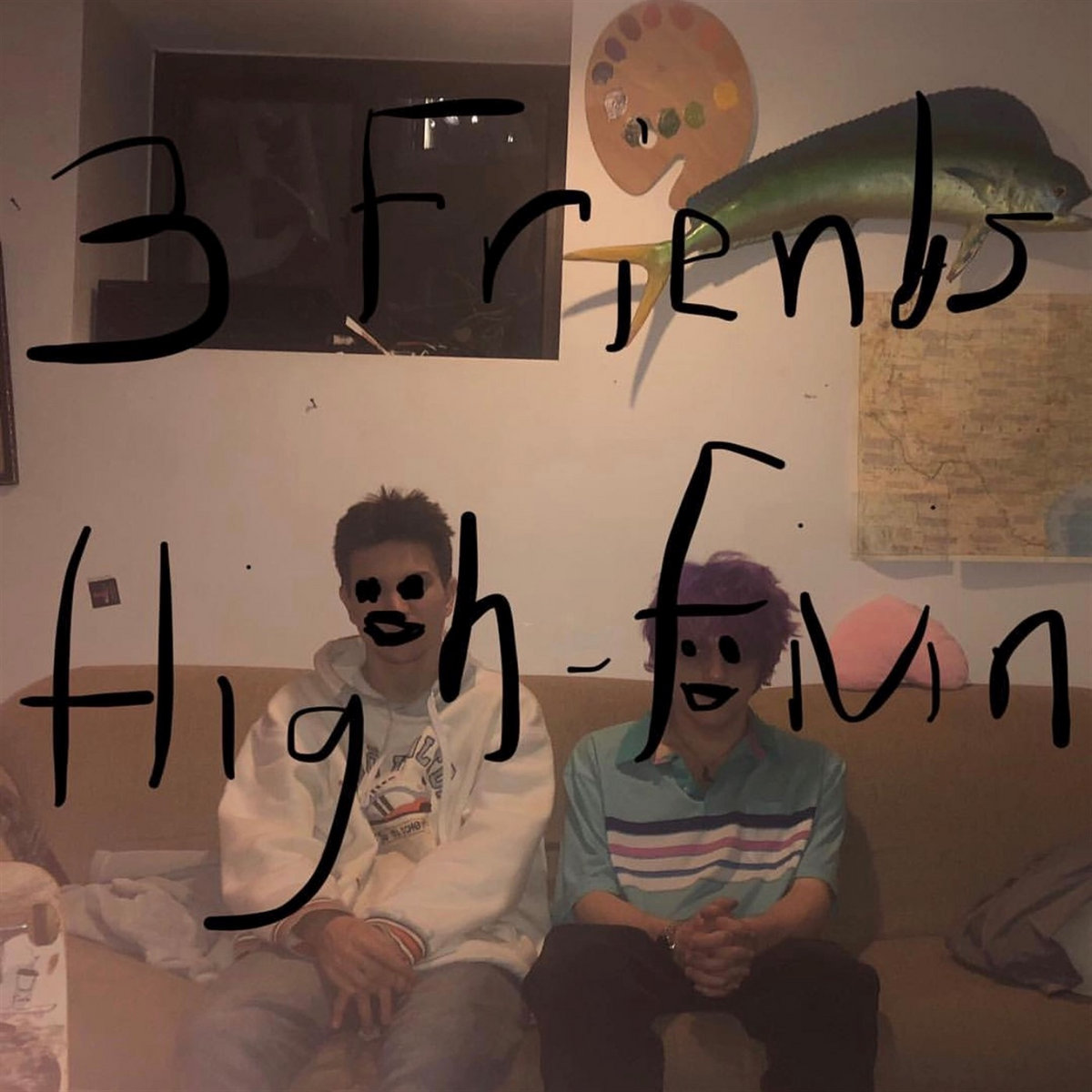 two friends high fiving | three friends high fiving