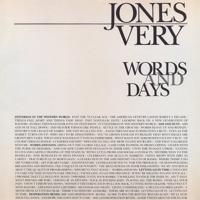 Words and Days | Jones Very
