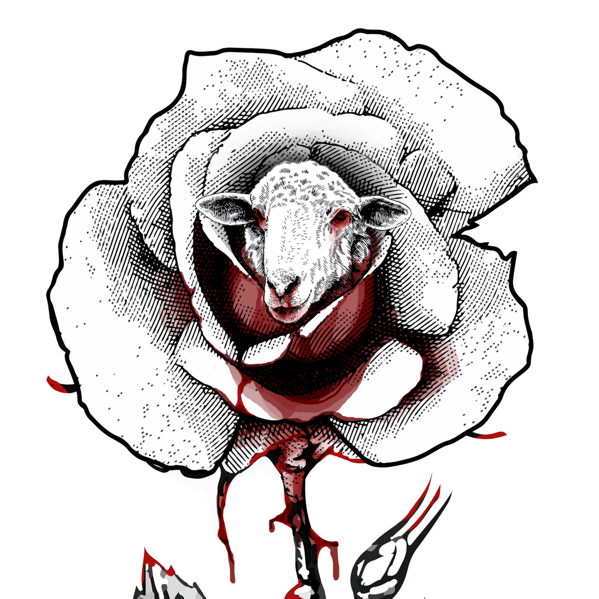 Bleeding White Rose Drawing