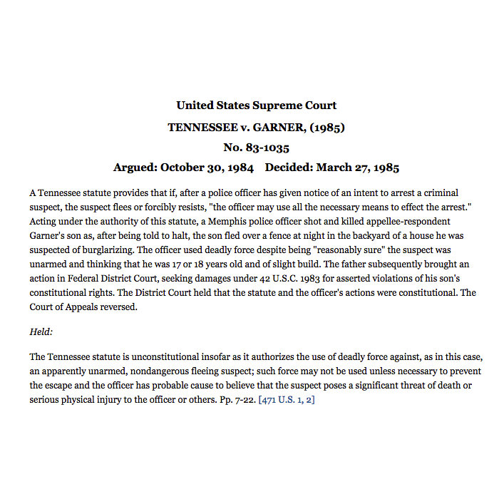 Tennessee v. Garner | Stare Decisis