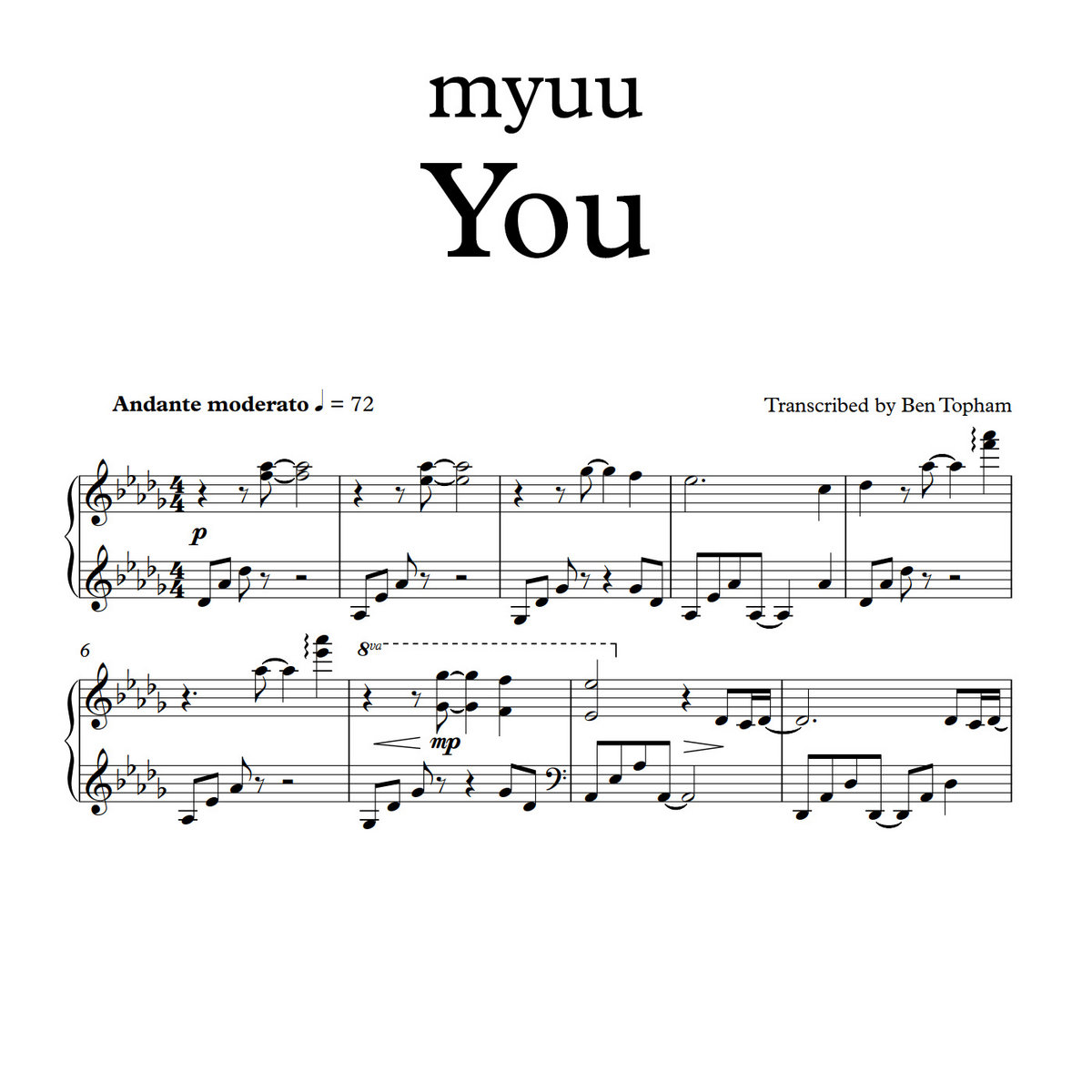 You - Sheet Music | Myuu | Myuu Piano Sheet Music